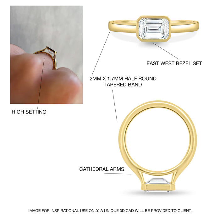 Custom East West Bezel Set Emerald 3ct