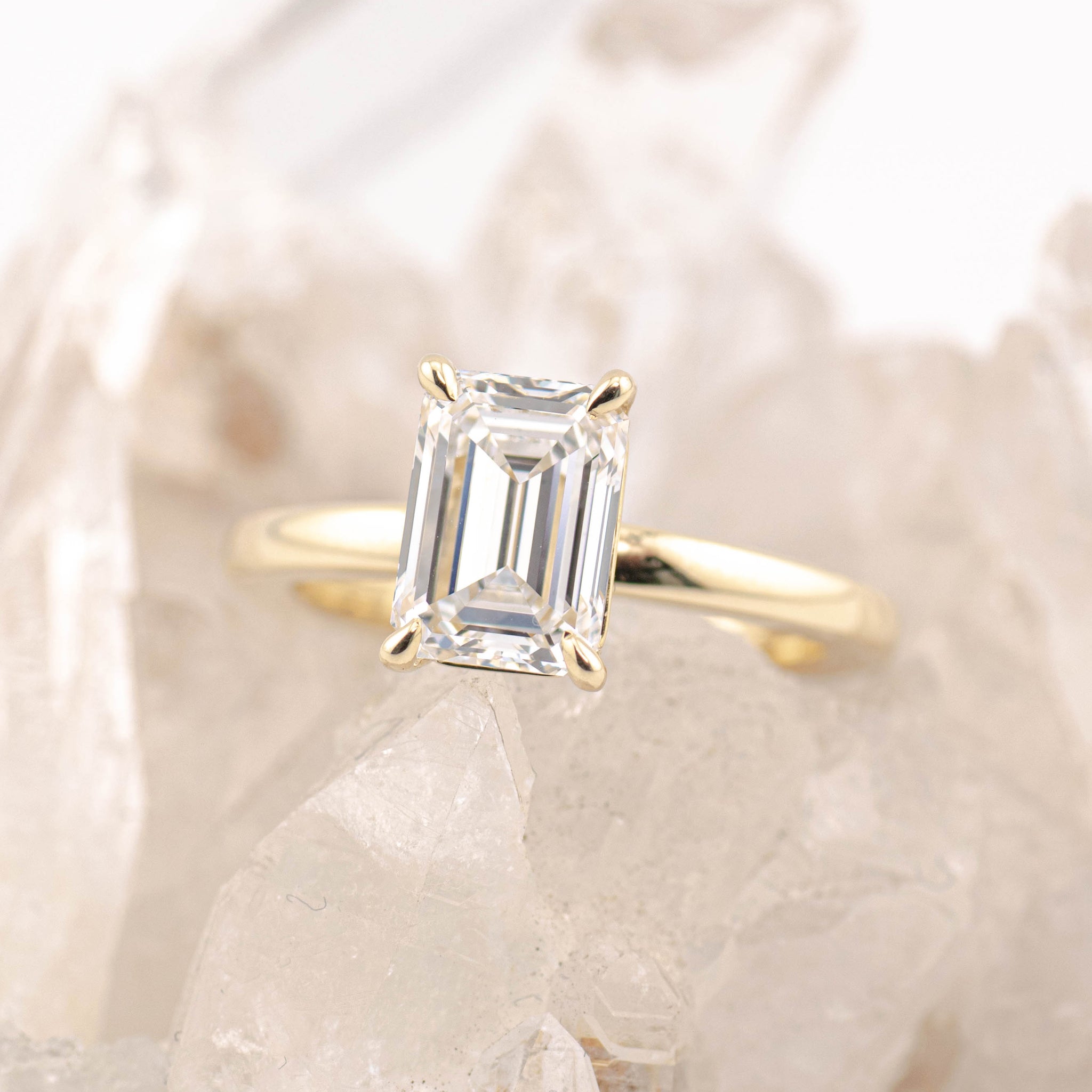 Emma 2.0 – 4 Claw 2ct Emerald Cut Solitaire (Made to Order) F Colour V